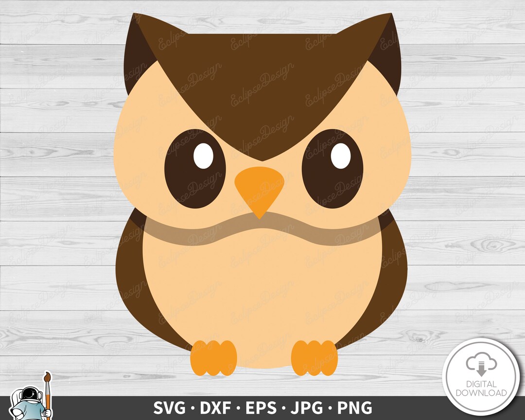 Cute Baby Owl SVG Clip Art Cut File Silhouette Instant Digital Download ...