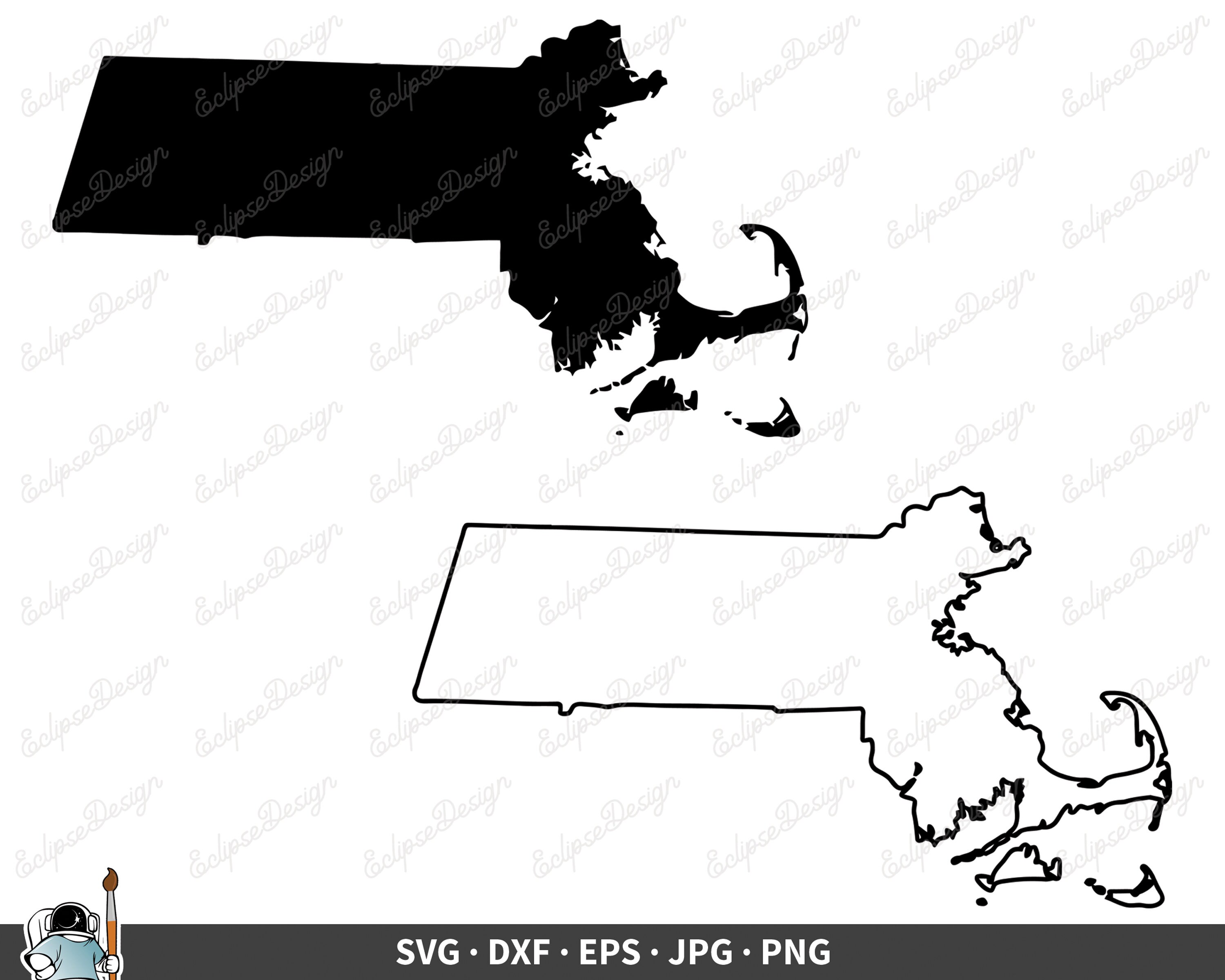 Massachusetts SVG Massachusetts Clipart Massachusetts Vector - Etsy