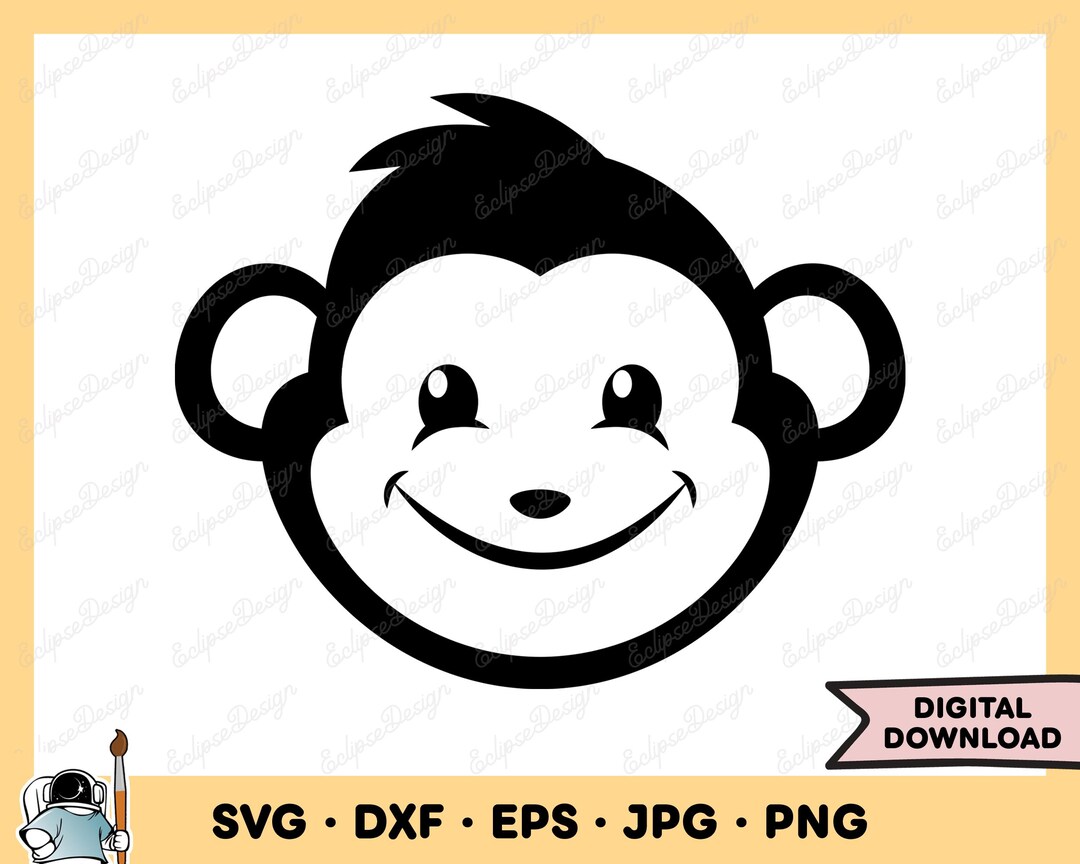 Monkey Face SVG Clipart PNG (instant Digital Download) - Etsy