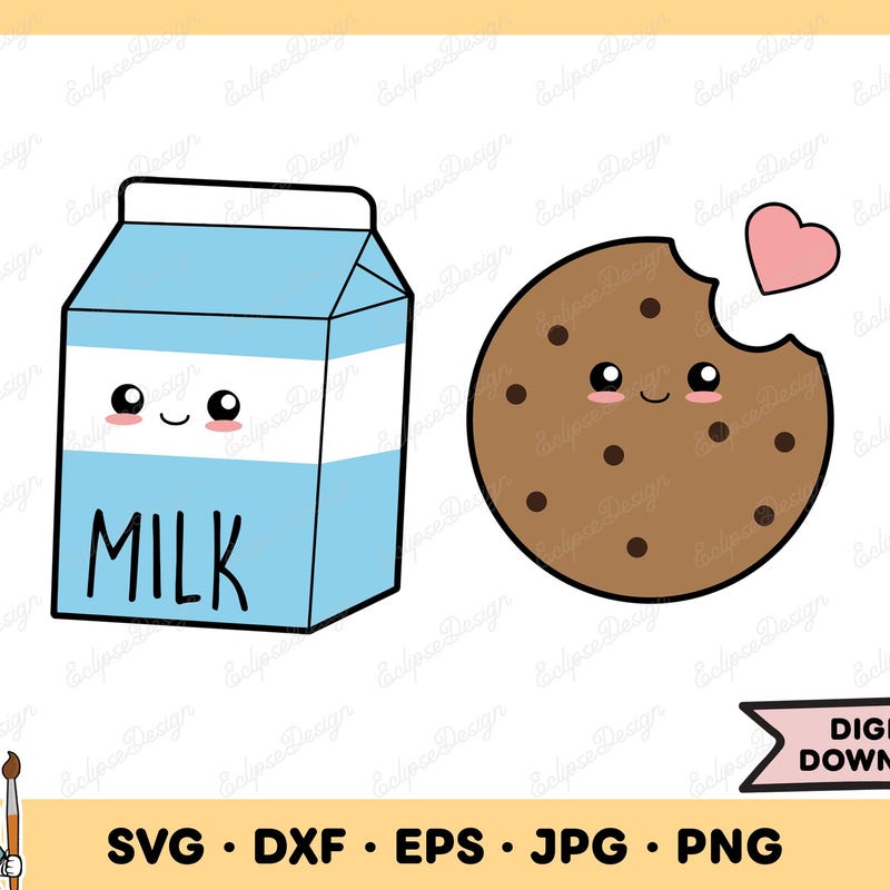 Milk and Cookies Clipart - Etsy