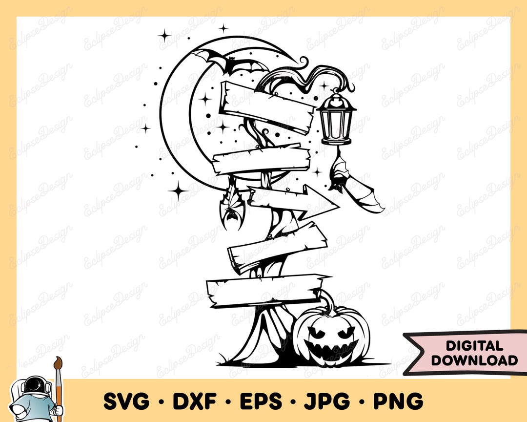 Spooky Sign Posts Halloween SVG Clipart PNG (instant Digital Download ...