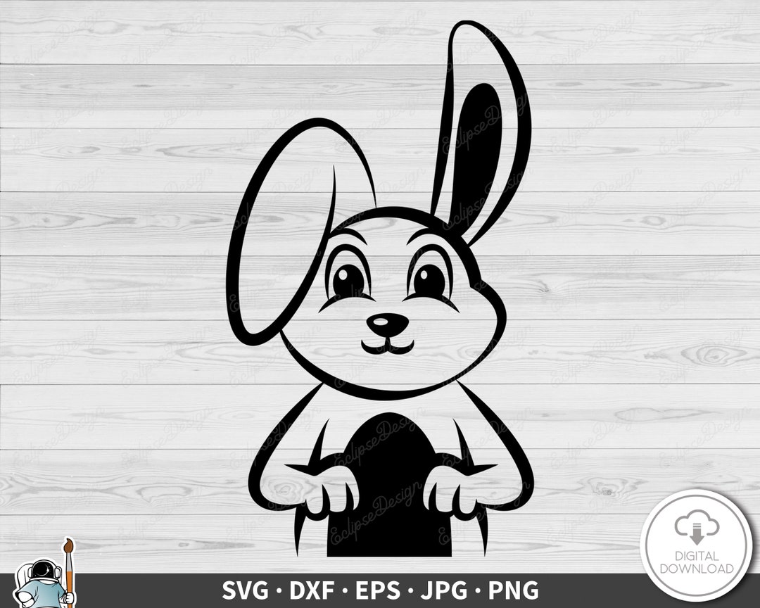 Cartoon Bunny SVG Clip Art Cut File Silhouette Dxf Eps Png Jpg Instant ...