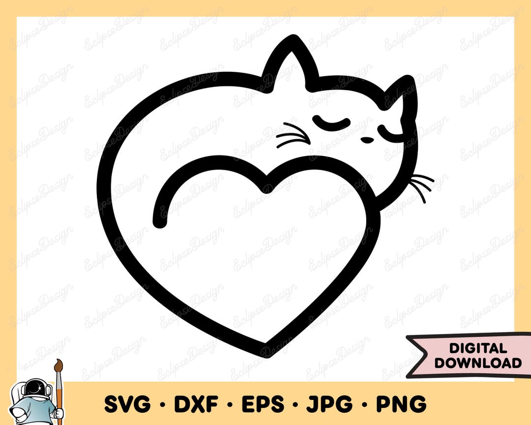 Pet Cat Heart Love SVG Clipart PNG (instant Digital Download) - Etsy
