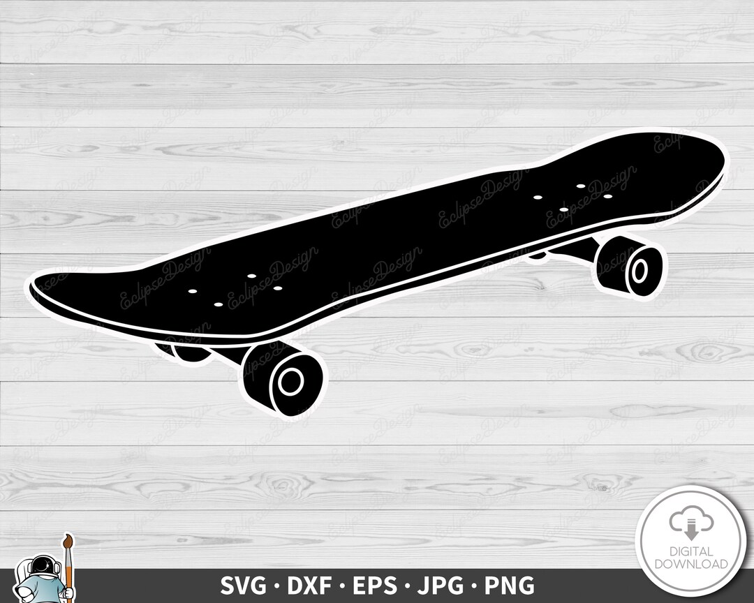 Skateboard SVG Clip Art Cut File Silhouette Instant Digital Download - Etsy
