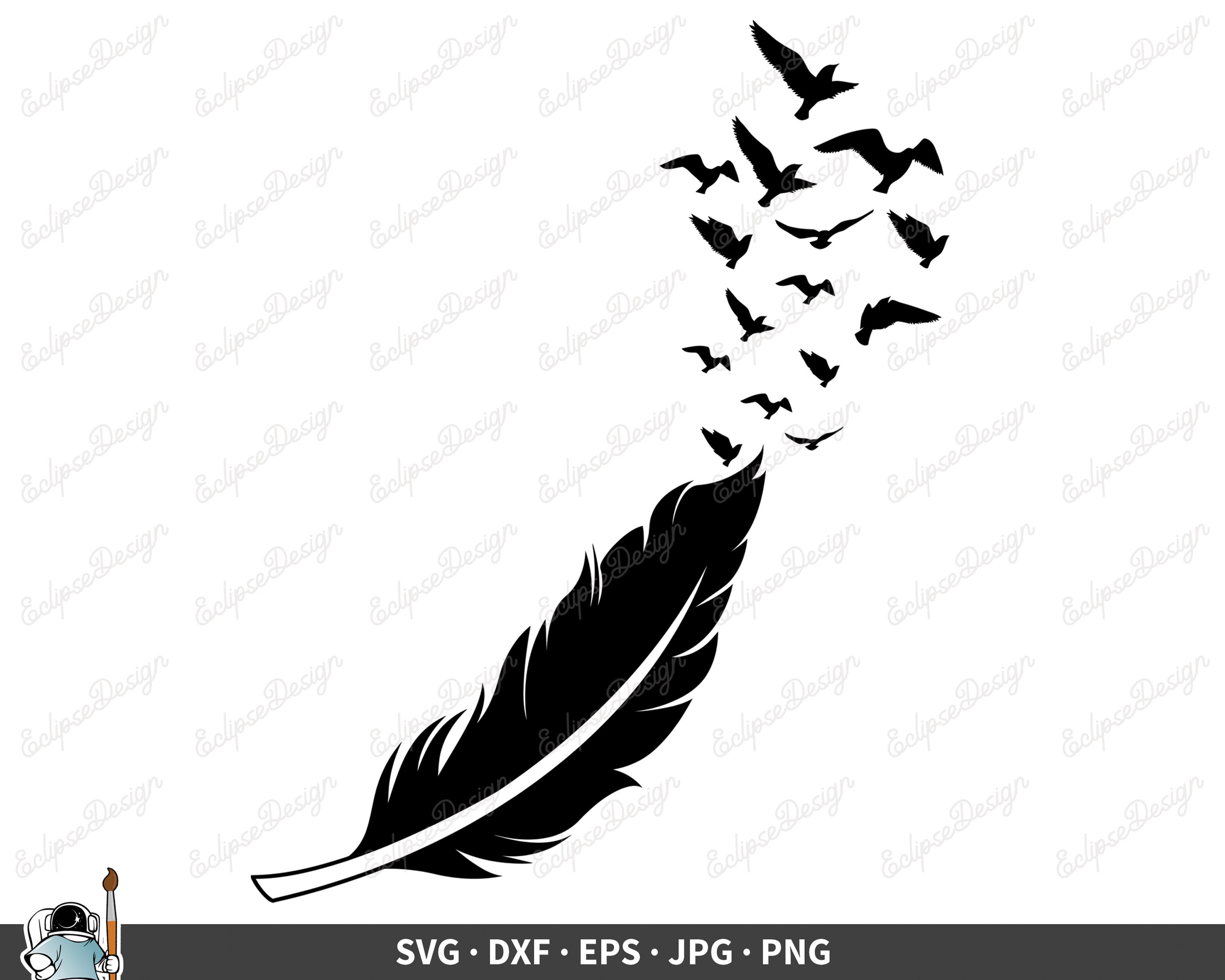 Feather With Birds Clipart Flying