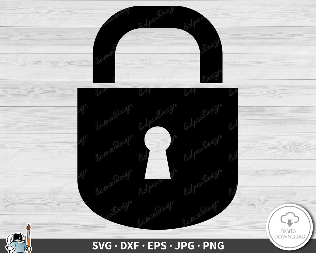 Lock SVG Clip Art Cut File Silhouette Instant Digital Download Dxf Eps ...