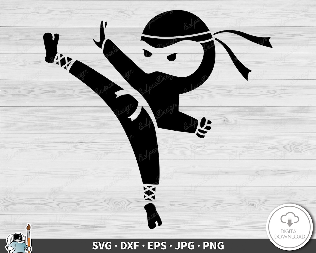 Ninja Kick SVG Karate Boy Clip Art Cut File Silhouette Instant Digital ...
