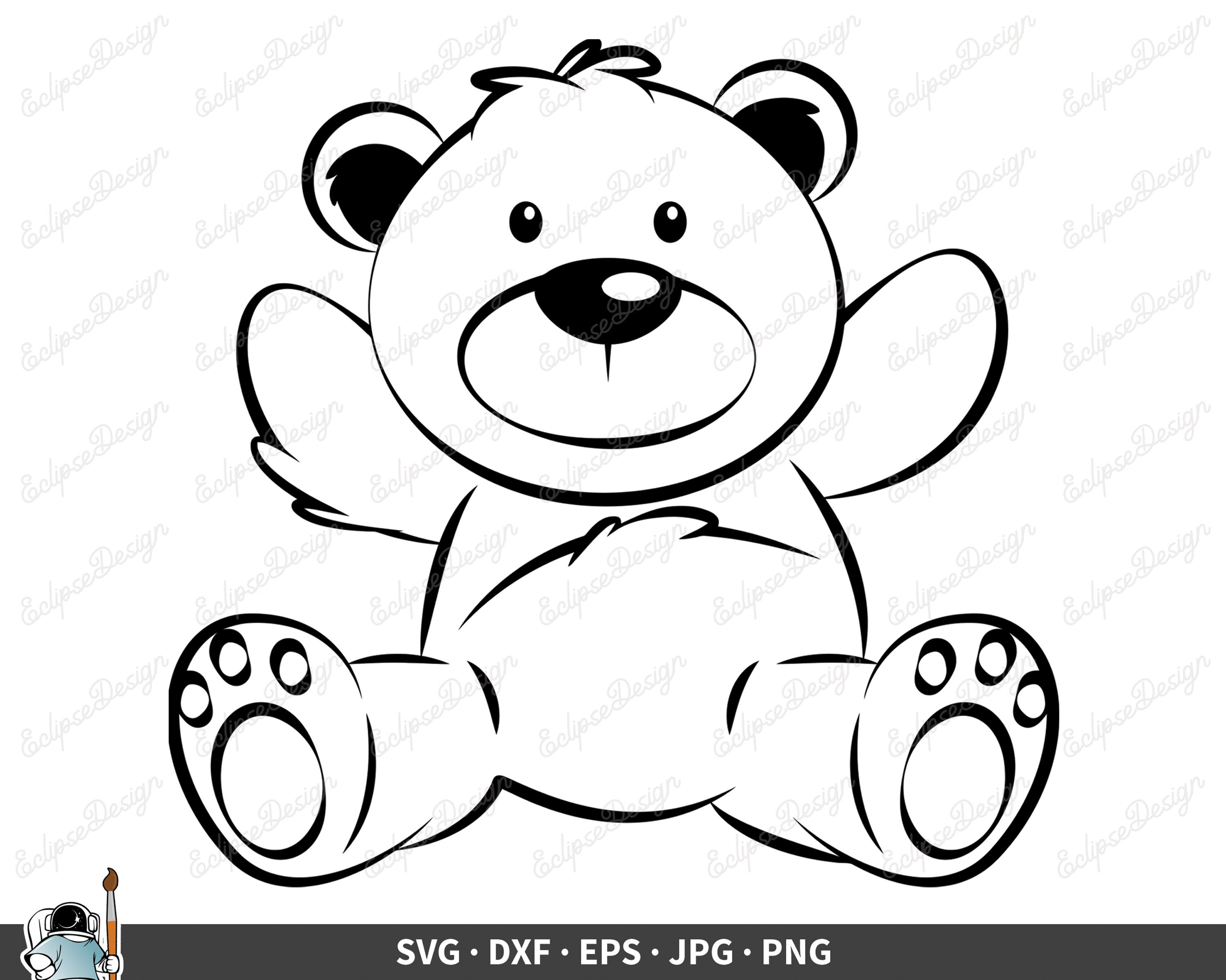 Cute Teddy Bear Clipart Black And White