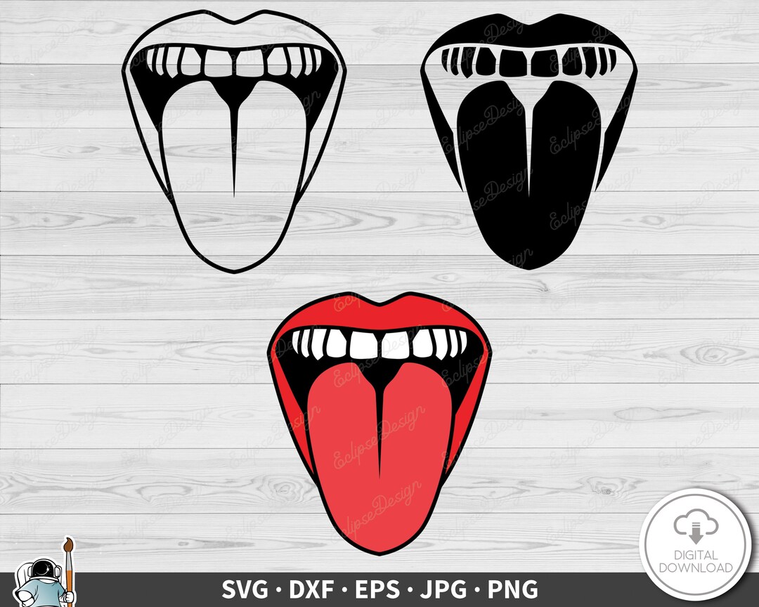 Tongue Open Mouths SVG Clip Art Cut File Silhouette Instant Digital ...