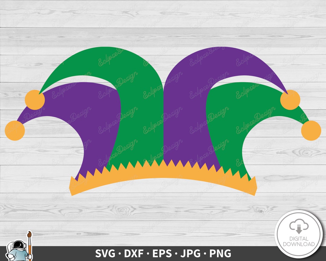 Mardi Gras Jester Hat SVG Clip Art Cut File Silhouette Dxf Eps Png Jpg ...