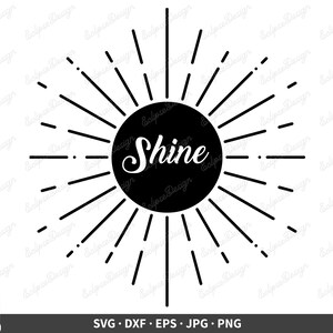 Shine Sun Rays SVG Clip Art Cut File Silhouette Dxf Eps Png - Etsy