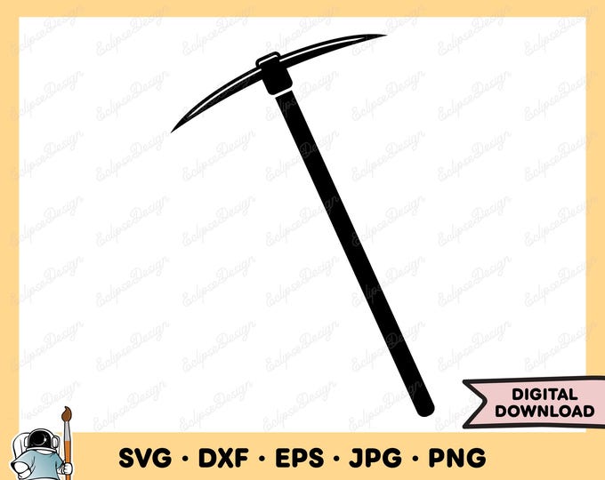Pick Axe Vector Clipart Set / Outline, Silhouette Stamp & Color Drawing ...