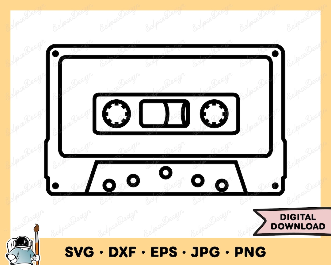 Cassette Tape SVG Music Clip Art Cassette Tape Cut File Silhouette ...