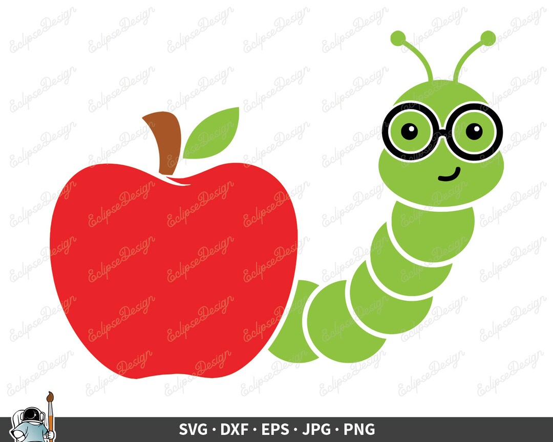 Apple and Worm SVG School Teacher Clip Art Cut File - Etsy