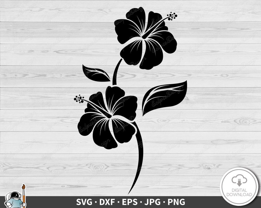 Hibiscus Flower SVG Clip Art Cut File Silhouette Instant Digital ...