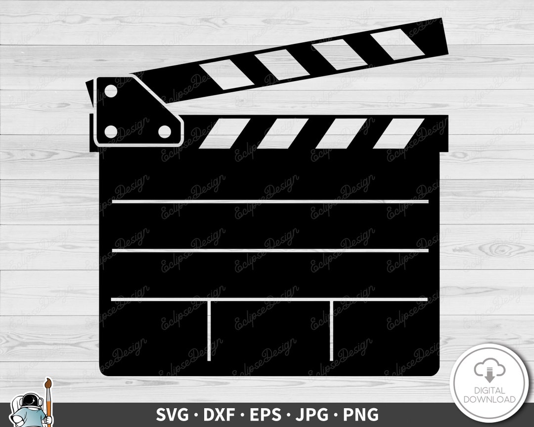 Movie Clapboard SVG Hollywood Clip Art Cut File Silhouette Dxf Eps Png ...