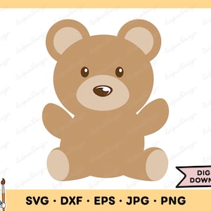 Cute Baby Bear SVG Bear Clip Art Bear Cut File Silhouette Instant ...