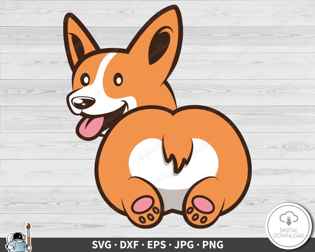 Corgi Dog Butt SVG Clip Art Cut File Silhouette Instant Digital ...