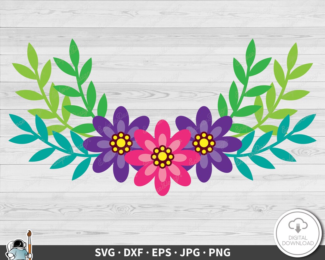 Colorful Flowers SVG Clip Art Cut File Silhouette Instant Digital ...