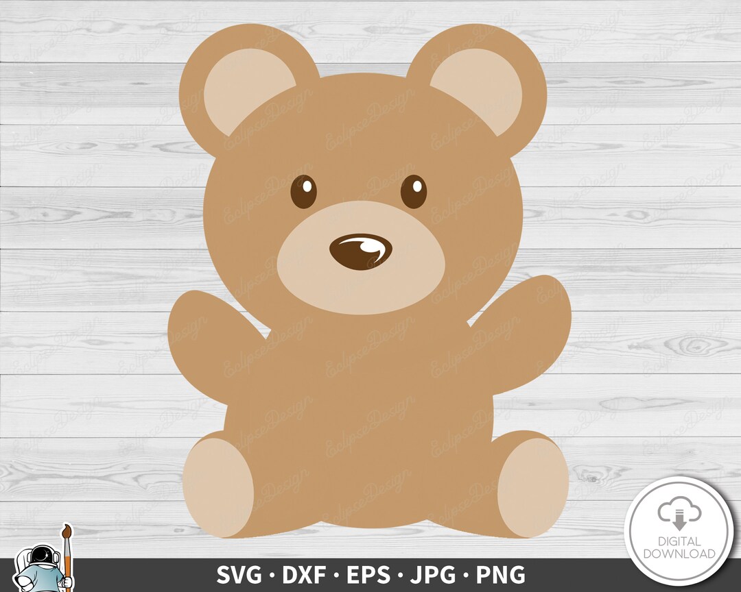 Cute Baby Bear SVG Clip Art Cut File Silhouette Instant Digital ...
