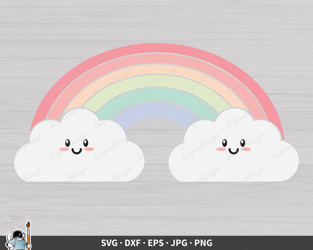 Rainbow Clouds SVG Clip Art Cut File Silhouette Dxf Eps Png - Etsy