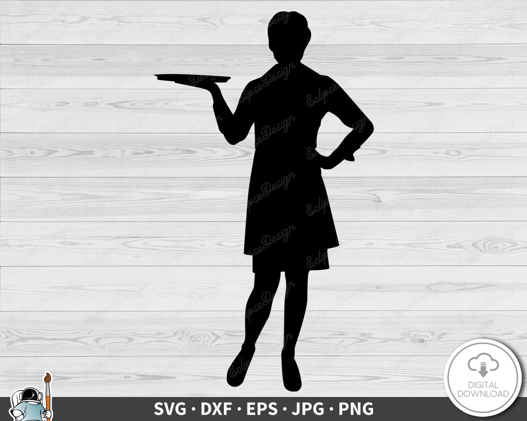 Waitress SVG Diner Clip Art Cut File Silhouette Instant Digital ...