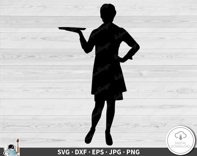 Retro Diner Waitress Clipart Bundle Vintage Waitress PNG 1950s Style ...