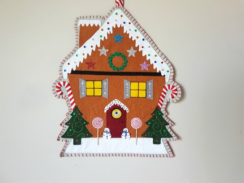 PDF PATTERN: Christmas Gingerbread House Penny Rug Wool Applique Wall ...