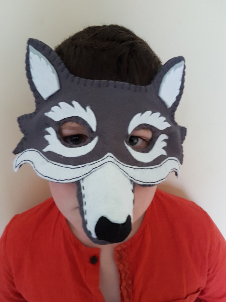 PDF Pattern Felt Wolf Mask Halloween Costume Kids Dressing up Fancy ...