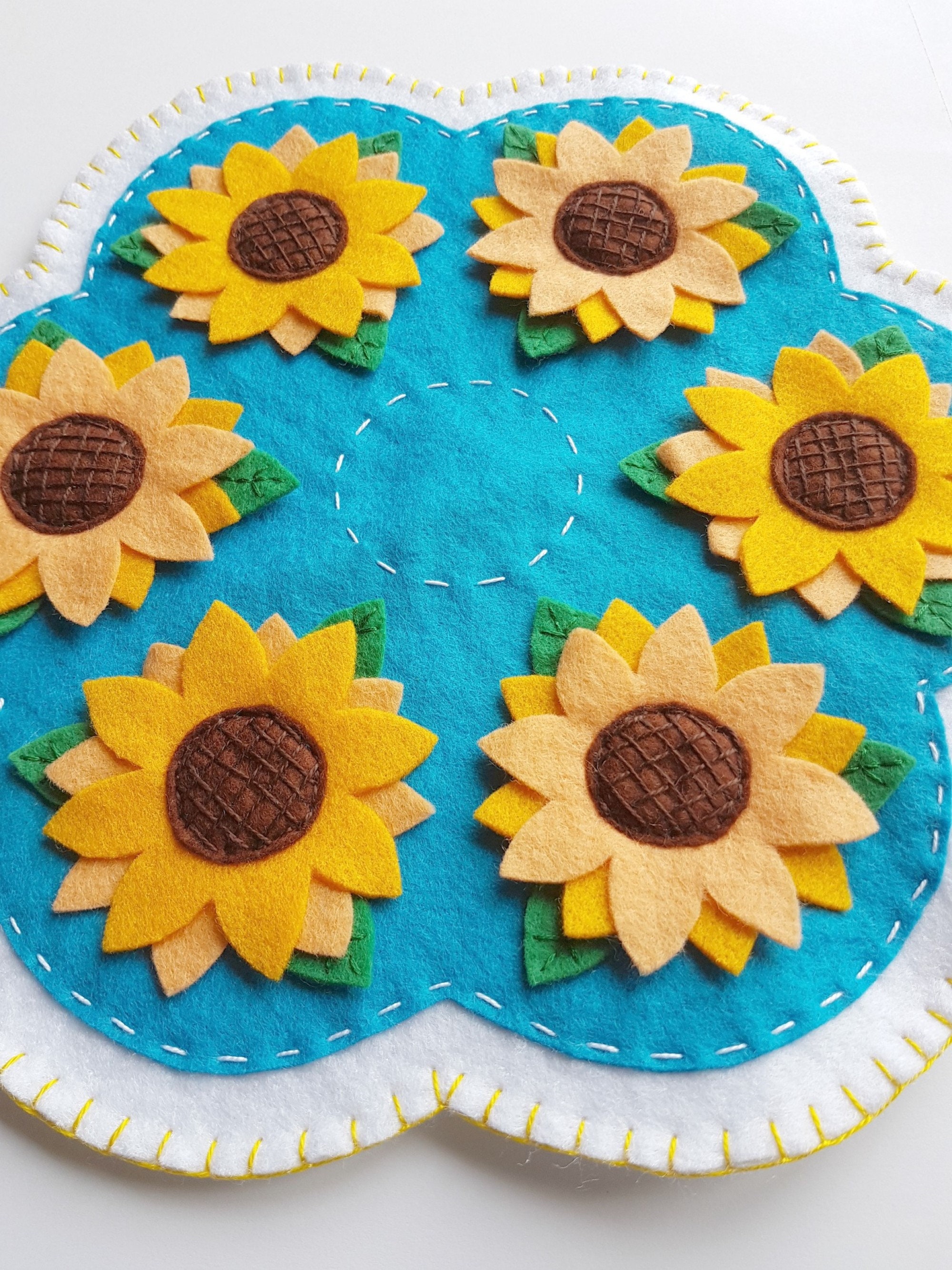 PDF PATTERN: Sunflowers Penny Rug Wool Applique Sewing Tutorial ...