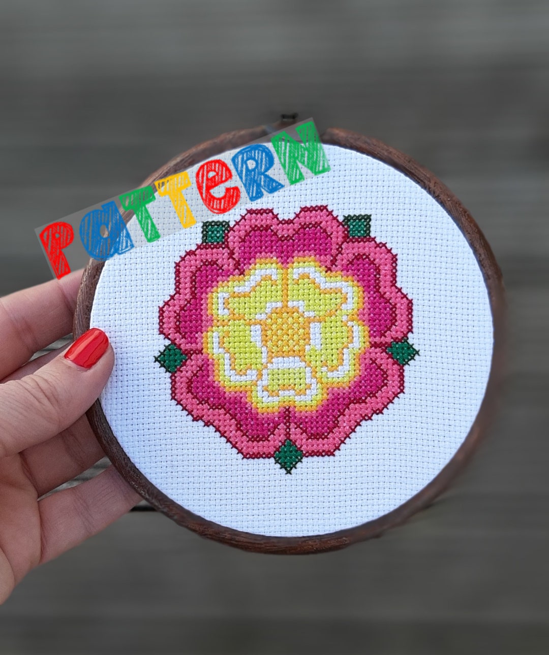 PDF PATTERN Tudor Rose Cross Stitch Pattern Wall Hanging DIY Sew