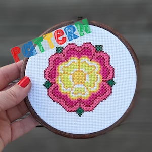 PDF PATTERN - Tudor Rose Cross Stitch Pattern - Wall Hanging - DIY Sew ...