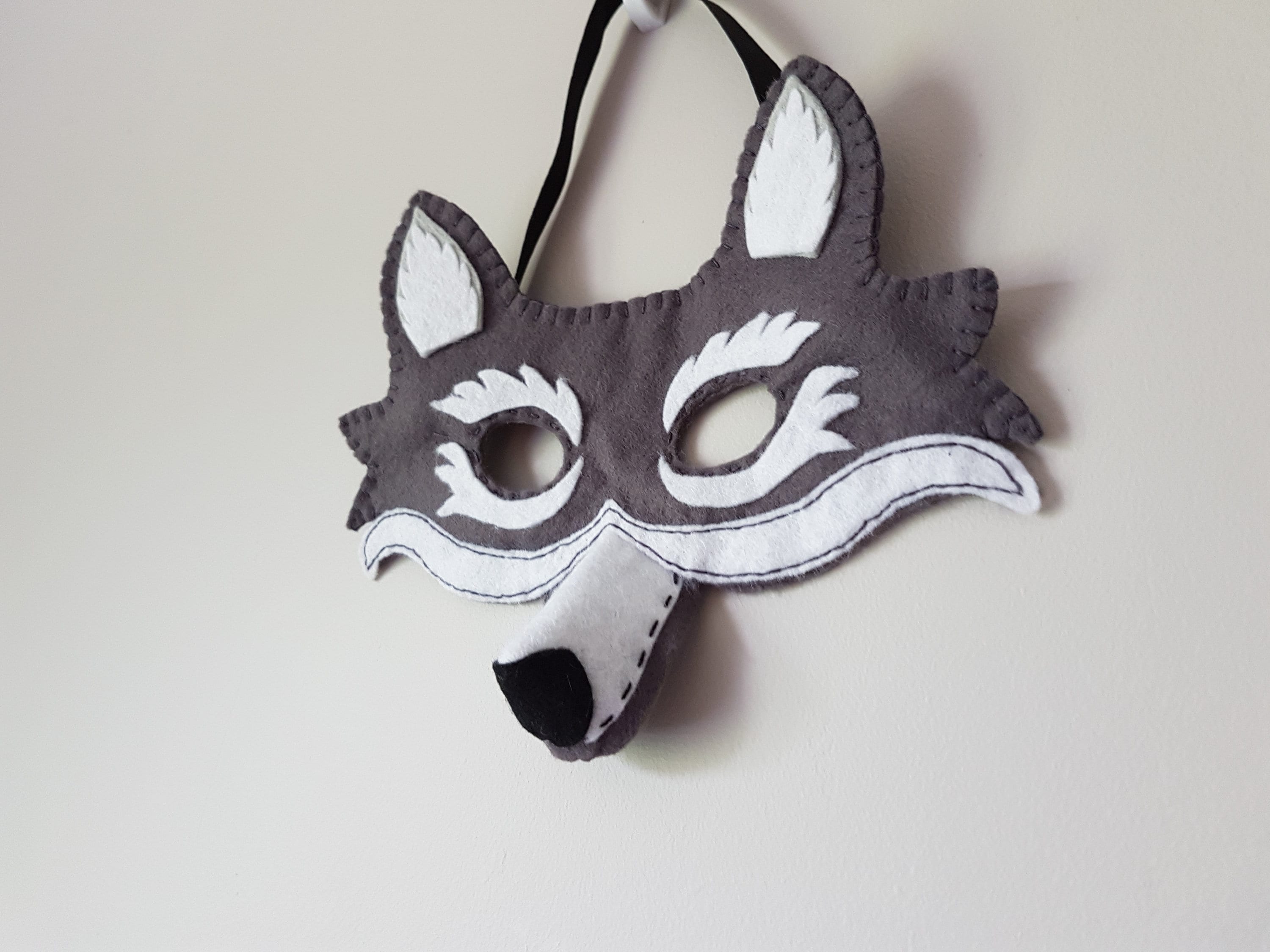 PDF Pattern Felt Wolf Mask Halloween Costume Kids Dressing up Fancy ...