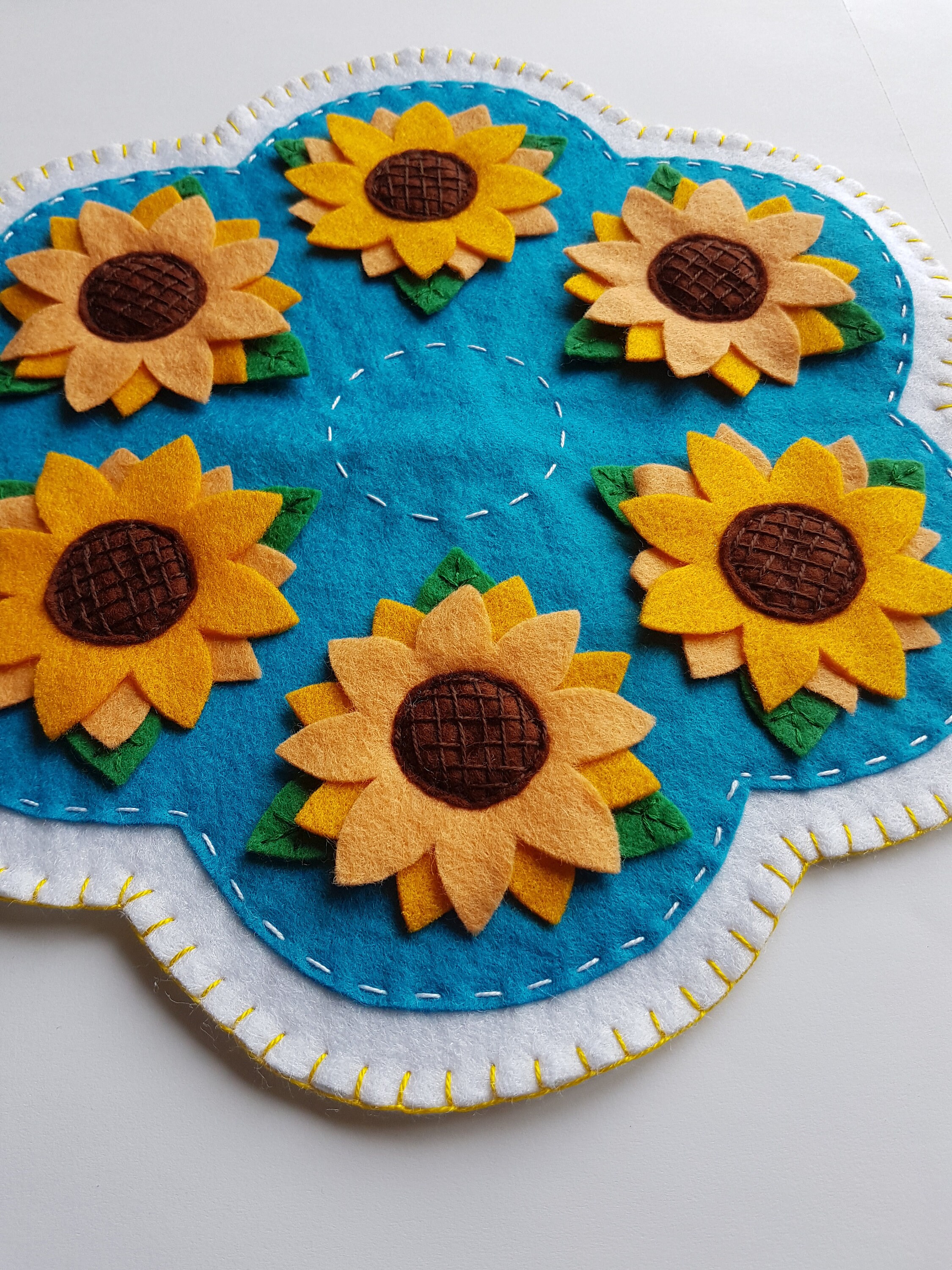 PDF PATTERN: Sunflowers Penny Rug Wool Applique Sewing Tutorial ...