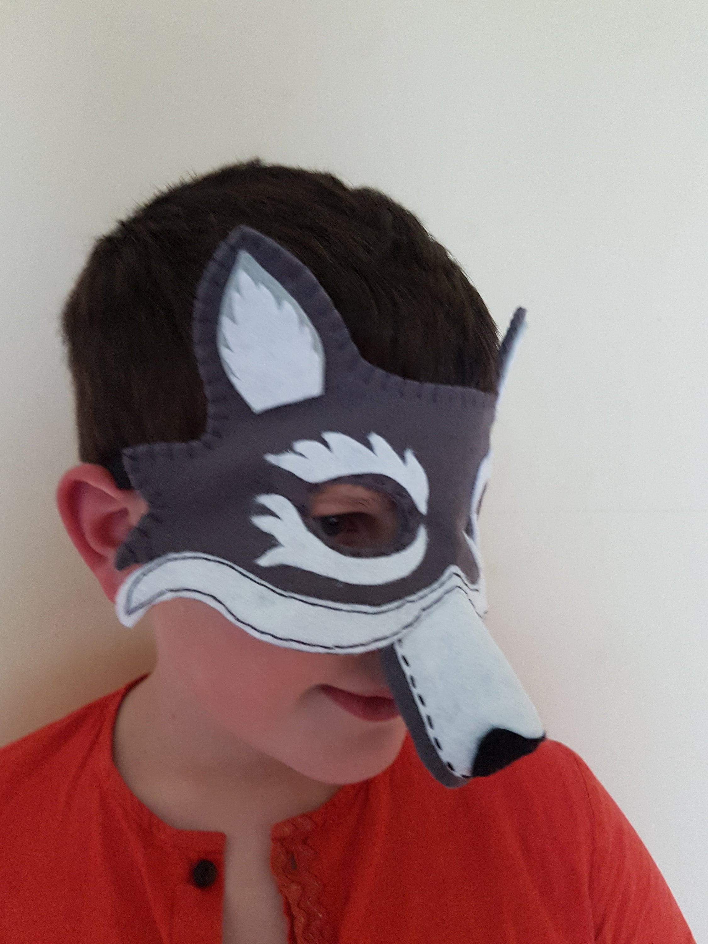 PDF Pattern Felt Wolf Mask Halloween Costume Kids Dressing up Fancy ...