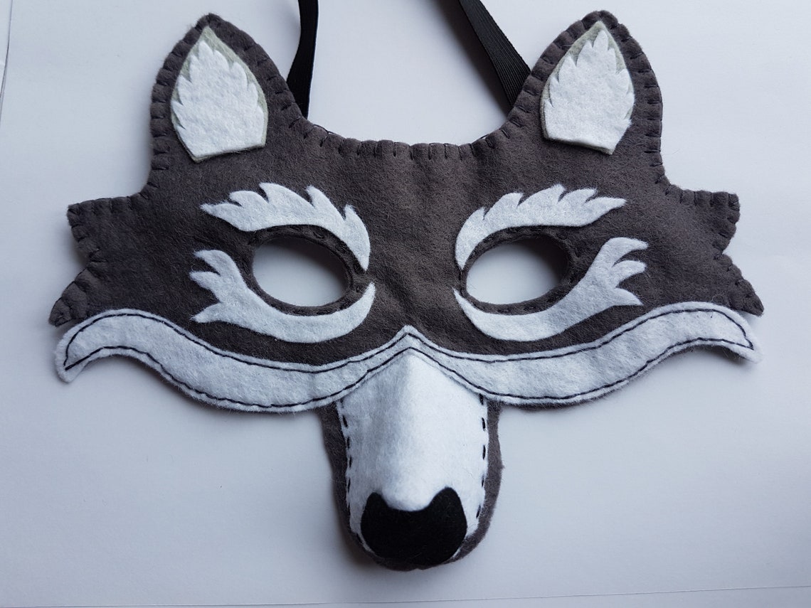 PDF Pattern Felt Wolf Mask Halloween Costume Kids Dressing up Fancy ...