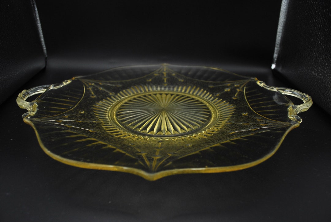 Yellow Topaz Handled Platter (depression Glass) - Etsy