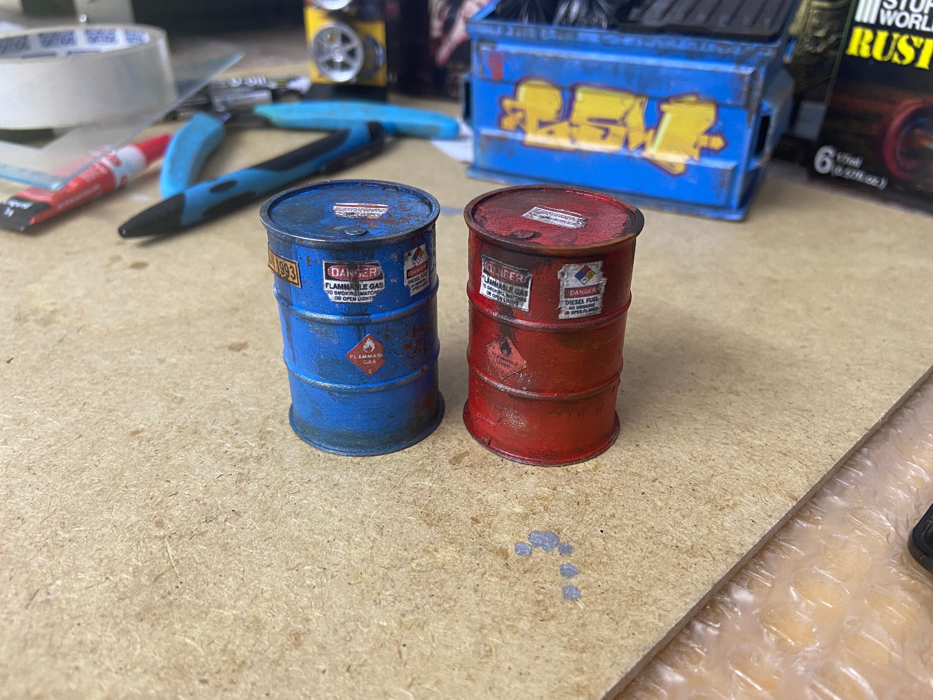 2x 1:18 Scale Oil Barrels Drum 55 Gallon Part for Diorama 3D Printed ...