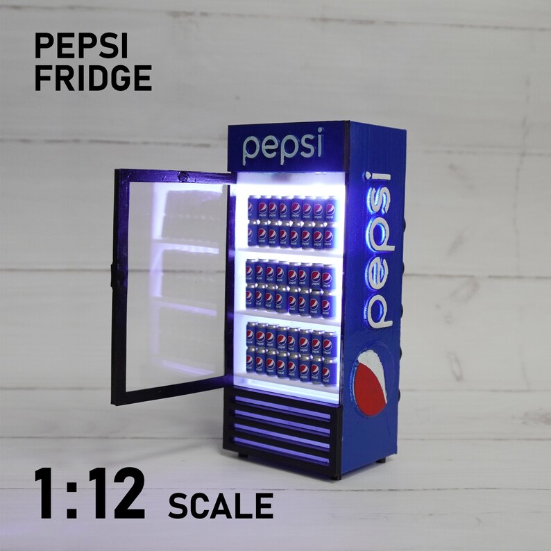 1:12 Handmade Dollhouse Pepsi Fridge With Pepsi Cans/ With Automatic On ...