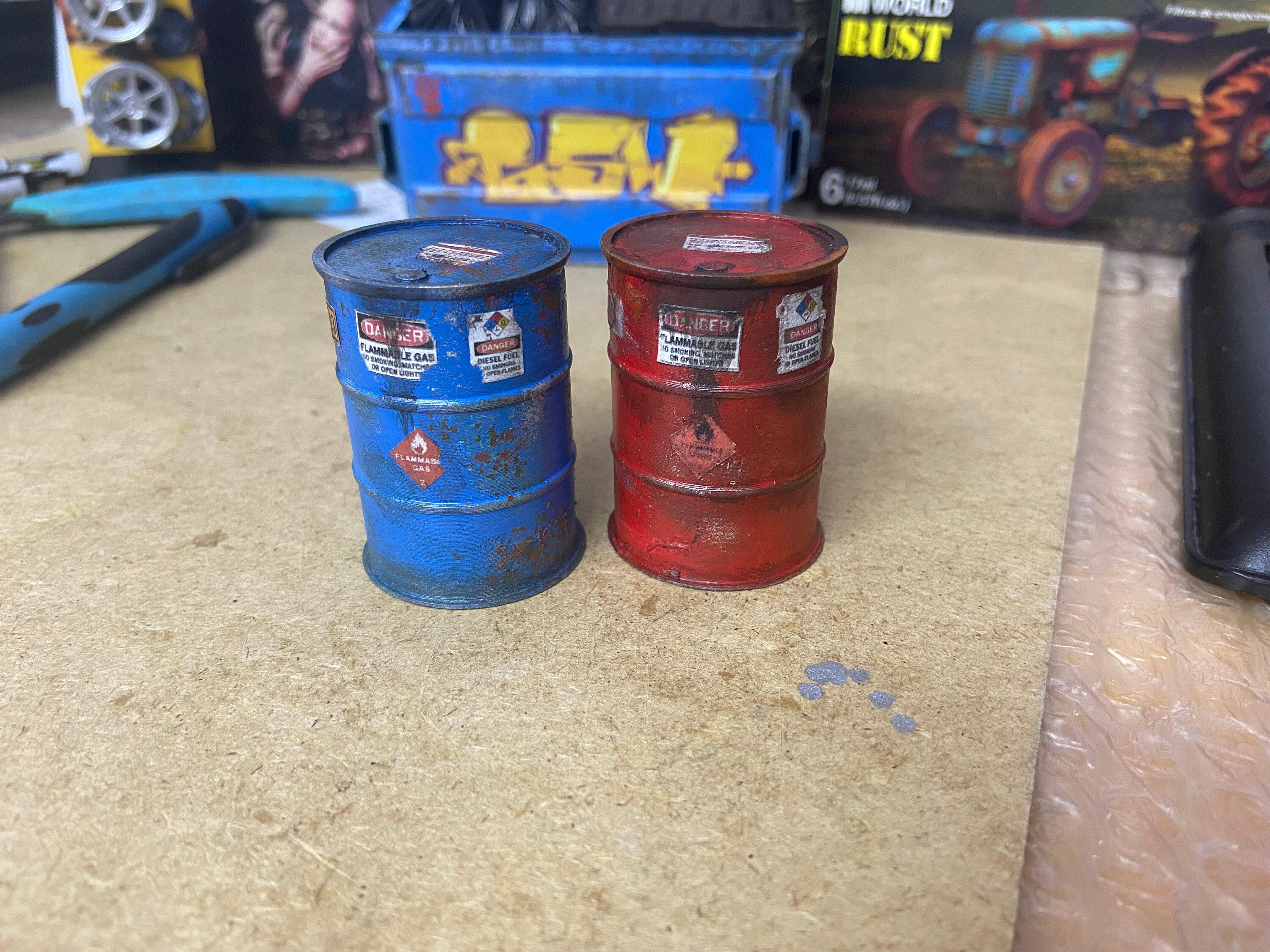 2x 1:18 Scale Oil Barrels Drum 55 Gallon Part for Diorama 3D Printed ...