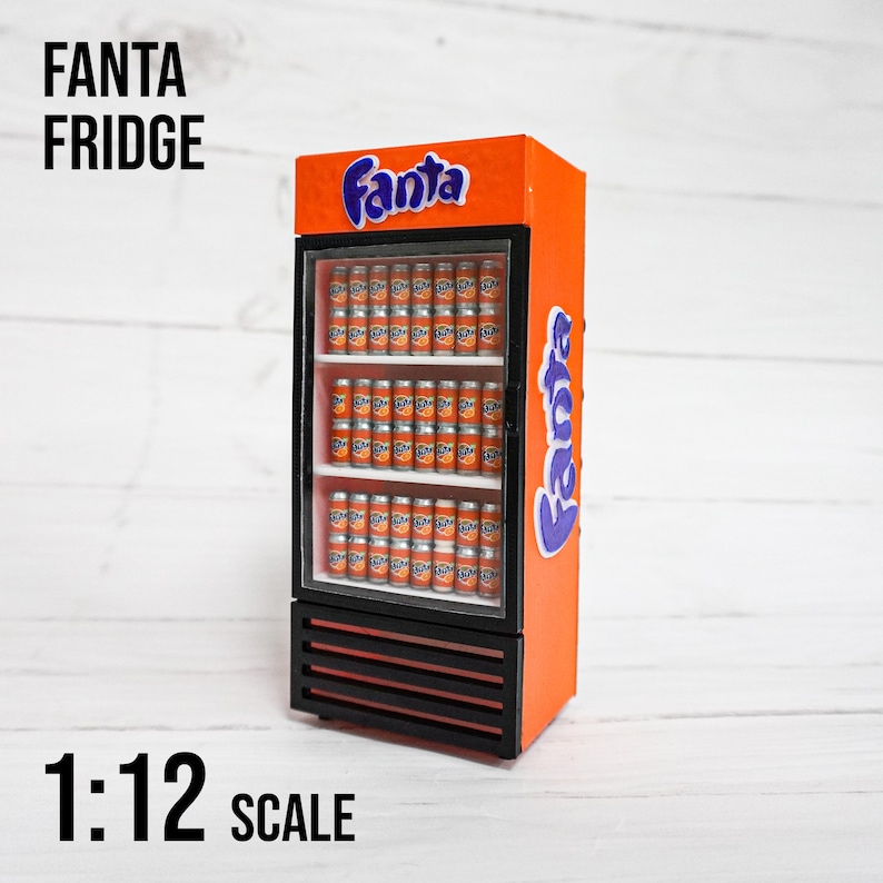 1:12 Handmade Dollhouse Fanta Fridge With Cans/ With Automatic On/off ...