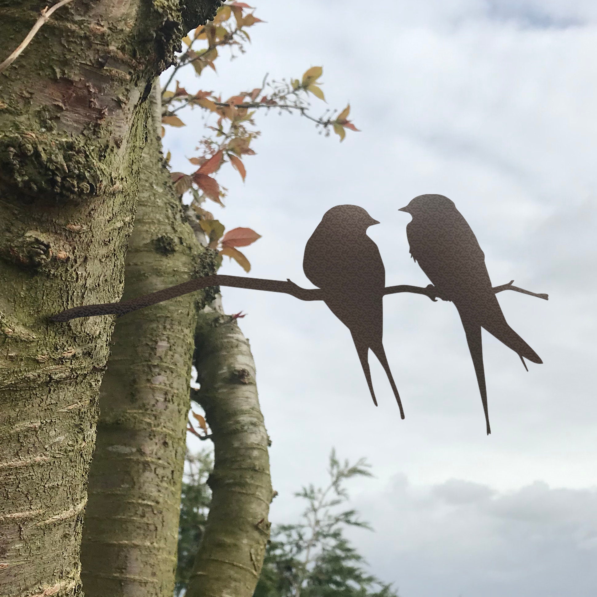 Metal Birds on a Branch Love Birds Rusty/rustic or Powder - Etsy