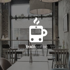 Train Coffee Logo | Railway Coffee Shop | Pre-made Logo | Coffee Shop ...