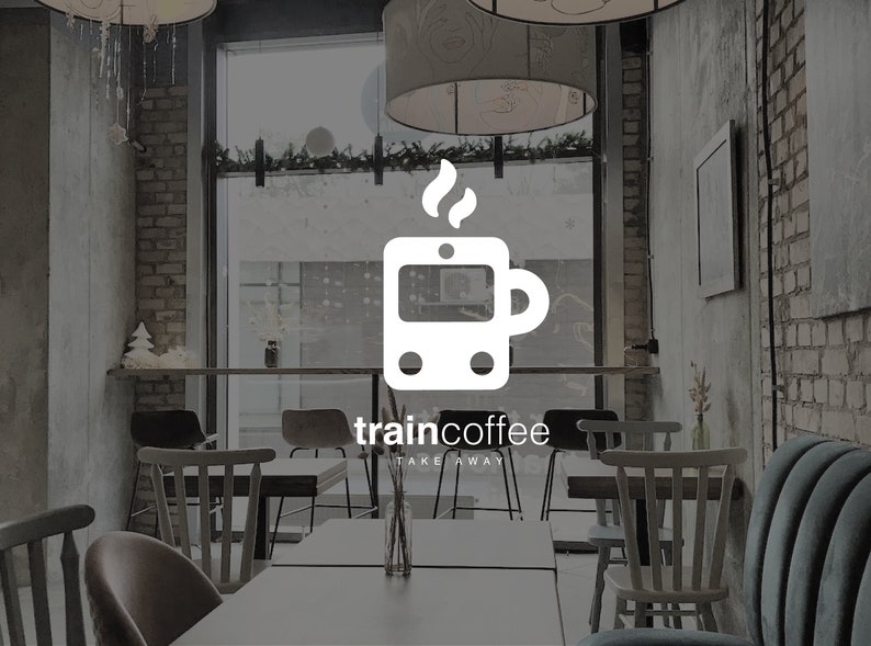 Train Coffee Logo | Railway Coffee Shop | Pre-made Logo | Coffee Shop ...