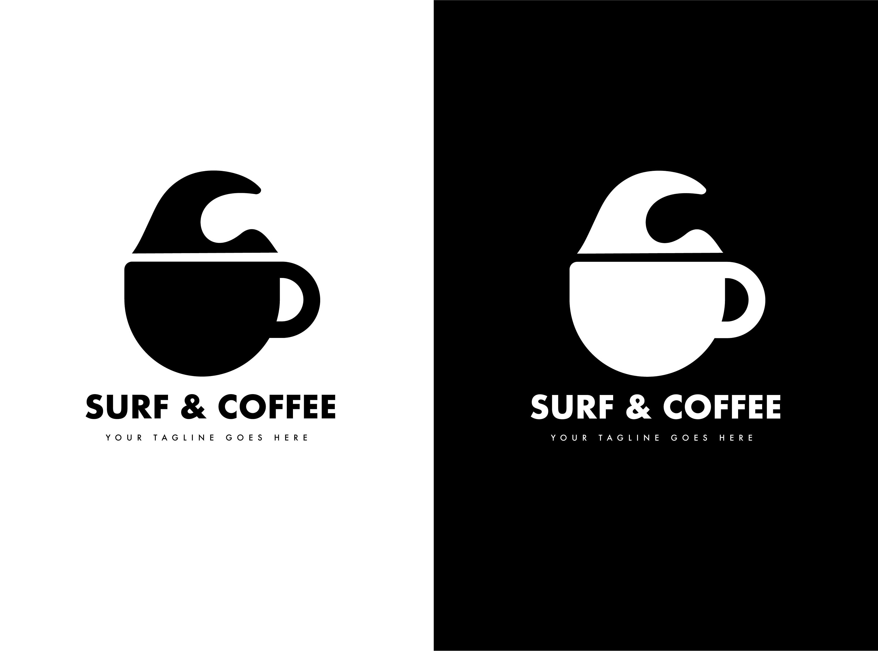 SURF AND COFFEE Logo to Buy | Surf Logo | Minimal Surf Logo | Coffee ...