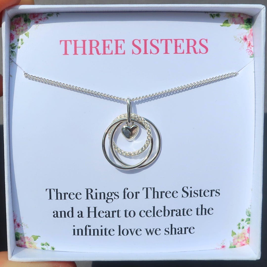 Three Sisters Necklace, Three Sisters Jewellery Gift, Three Rings for ...