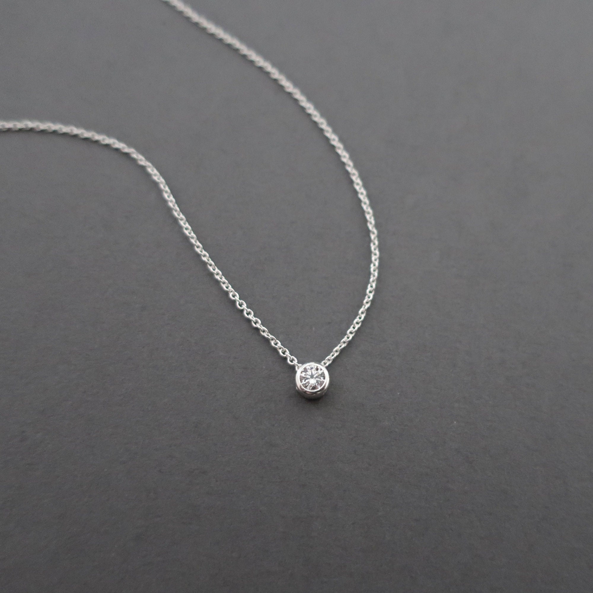 Tiny Cz Diamond Necklace Floating Diamond Solitaire Crystal | Etsy UK