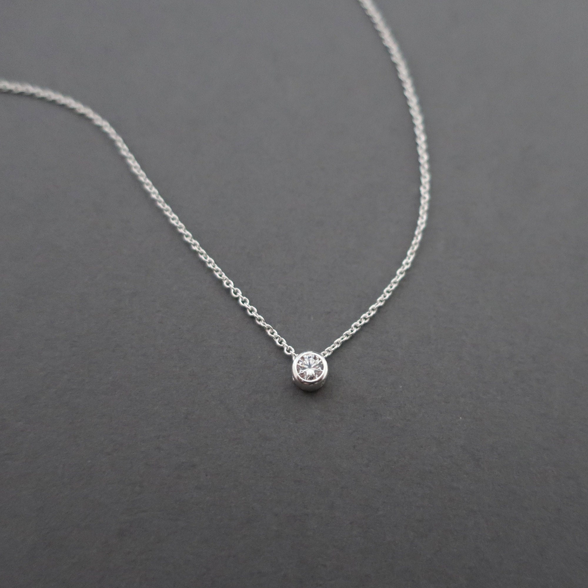 Tiny Cz Diamond Necklace Floating Diamond Solitaire Crystal - Etsy UK