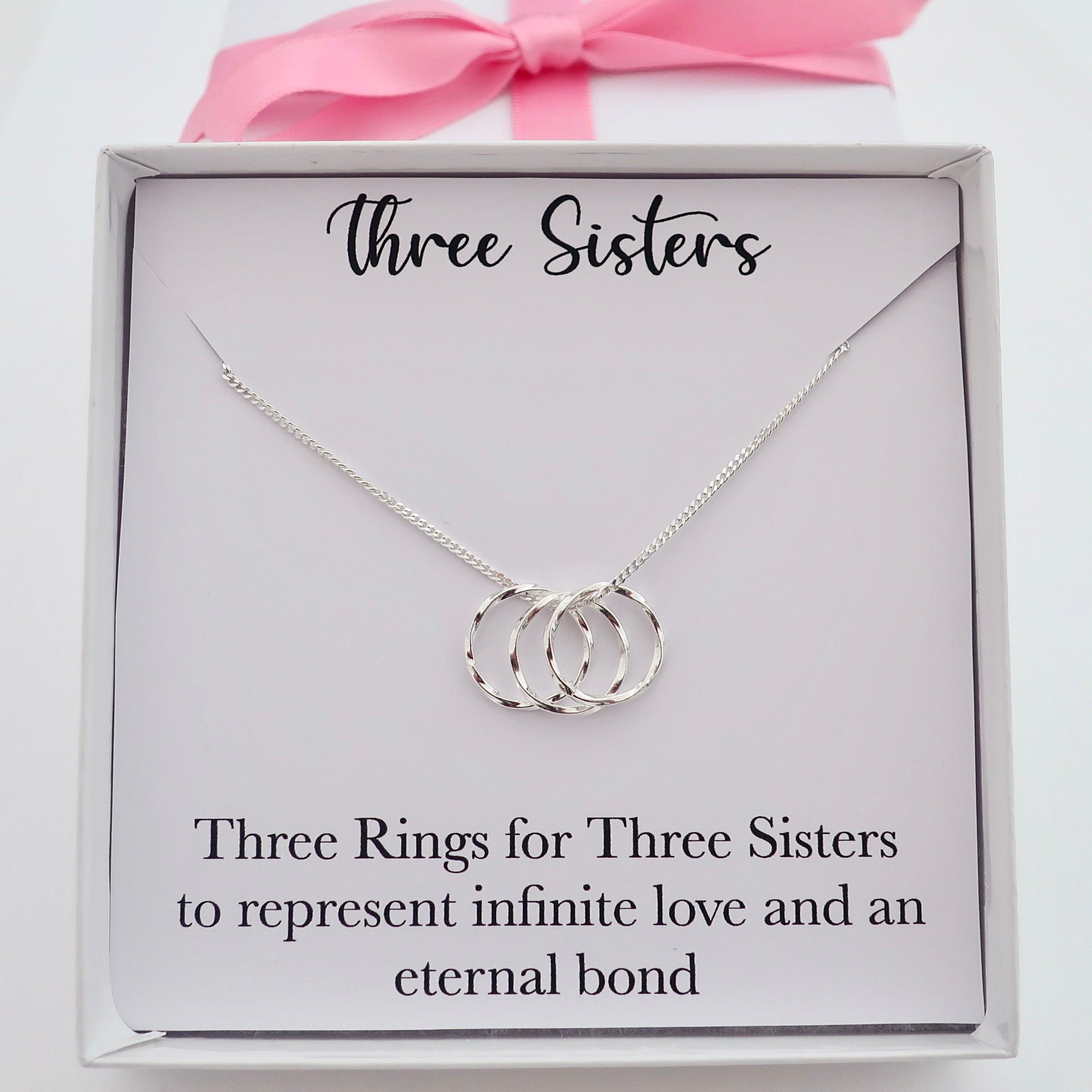 Three Sisters Necklace, Three Sisters Jewellery Gift, Three Rings for ...