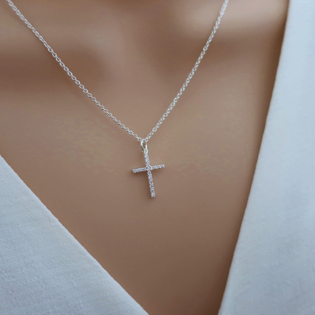 Sterling Silver Cross Necklace Women, Silver Cross Pendant Necklace ...